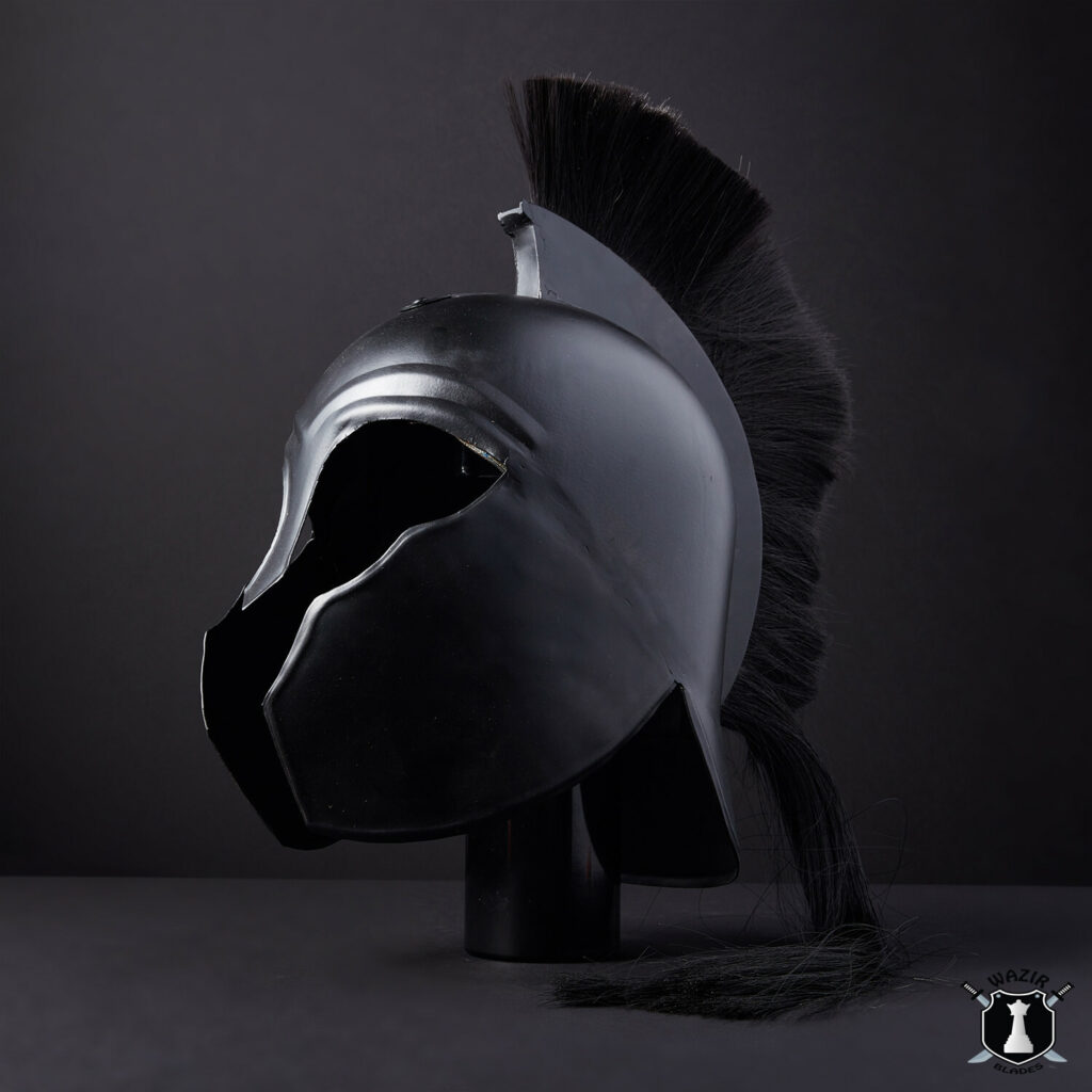 Black Spartan Helmet Replica Wearable Armor Helmet - Wazir Blades