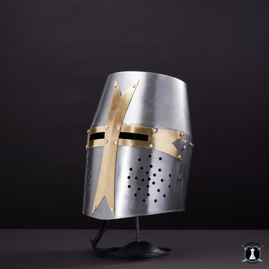 Crusader Helmet Replica Steel Armor Helmet Fully Wearable - Wazir Blades